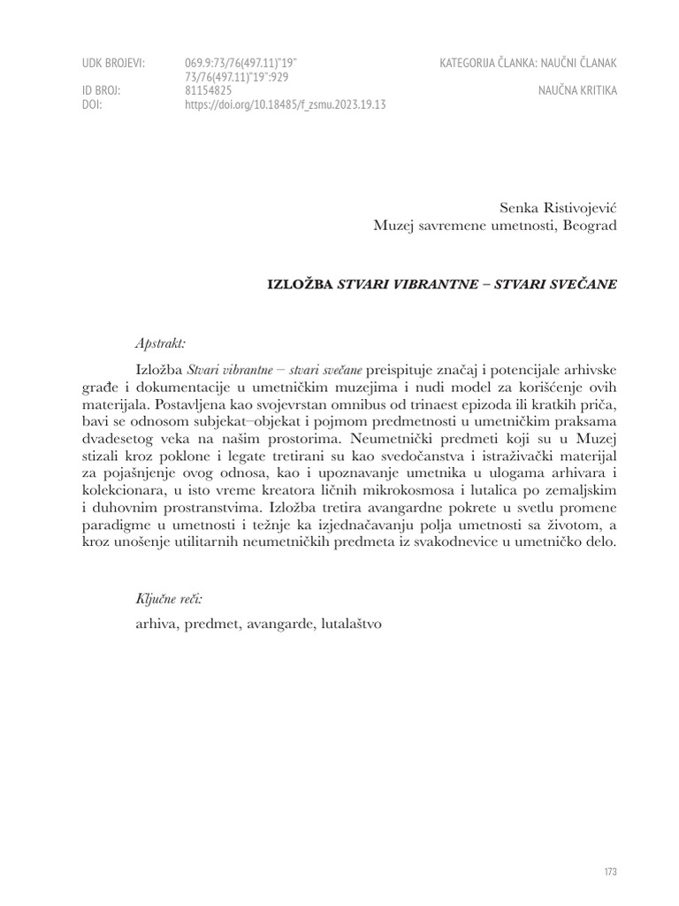 Izlozba I Stvari Vibrantne Stvari Svecan | PDF