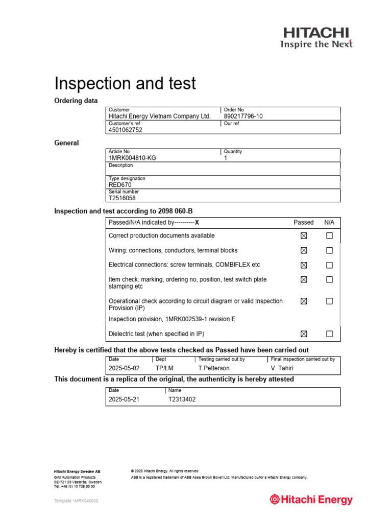 10 - Test Report RED670 | PDF | Electric Power | Electrical Equipment