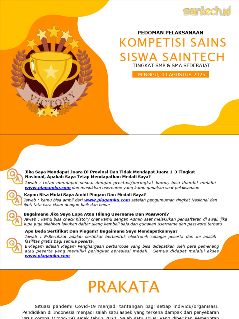 Pedoman Kompetisi Sains Siswa Saintech | PDF