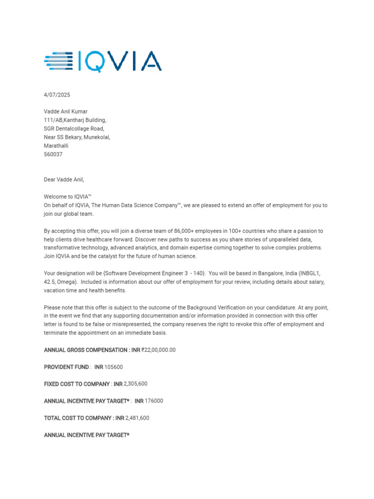 India Offer Letter (Doc) 2025-07-04 | PDF | Legal Remedy | Business