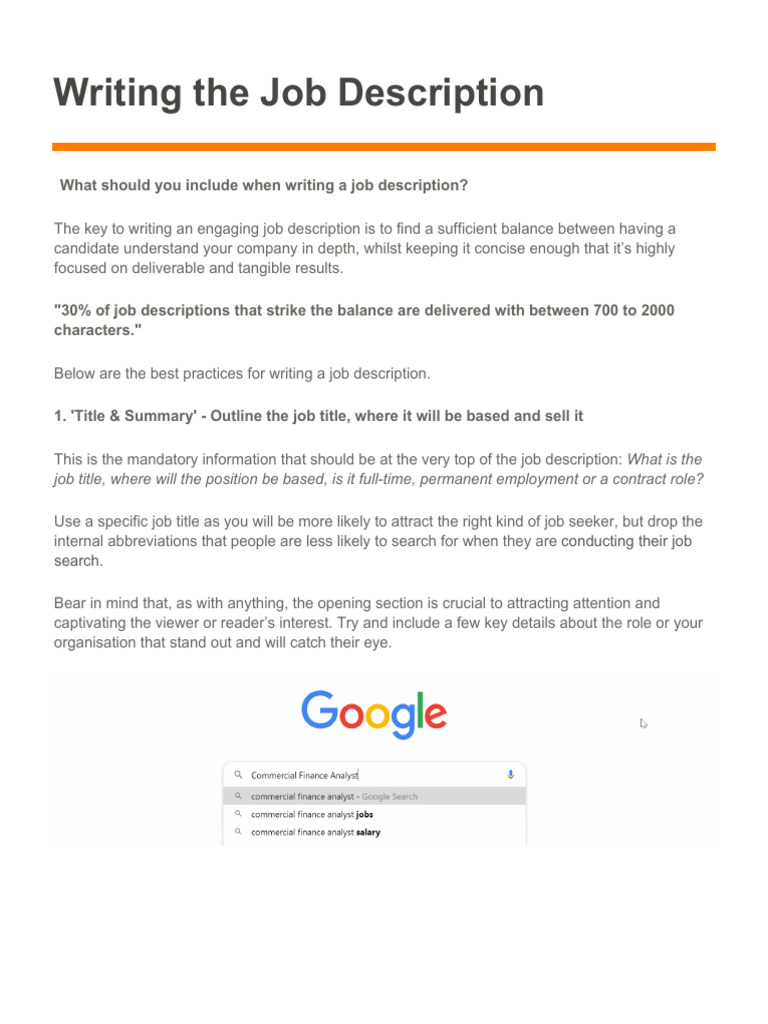 Writing The Job Description | PDF | Social Psychology