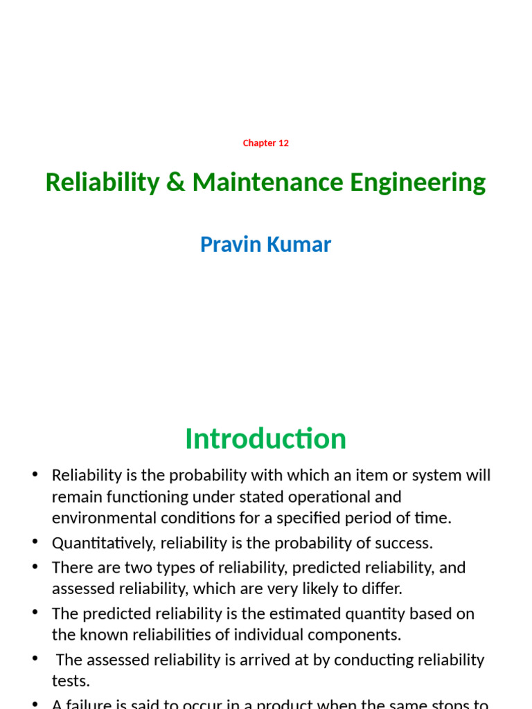 Chapter 12 Reliability and Maintenance Engg | PDF | Reliability Engineering | Systems Engineering