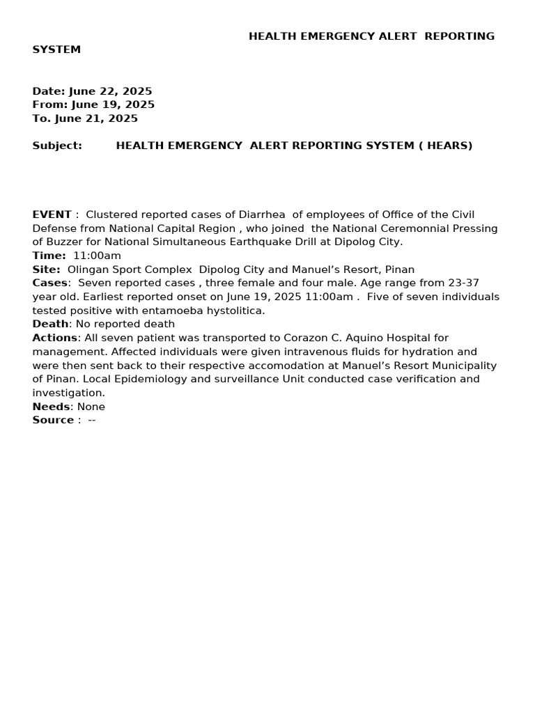 Health Emergency Alert Reporting System | PDF