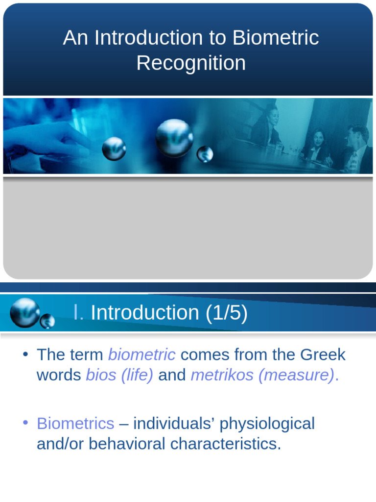 An Introduction To Biometric Recognition | PDF | Biometrics | Fingerprint