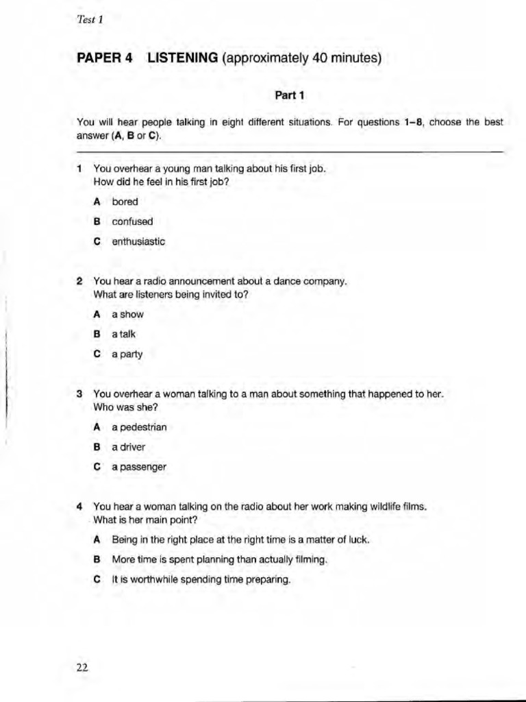 FCE 3 Test 1 2 Listening | PDF