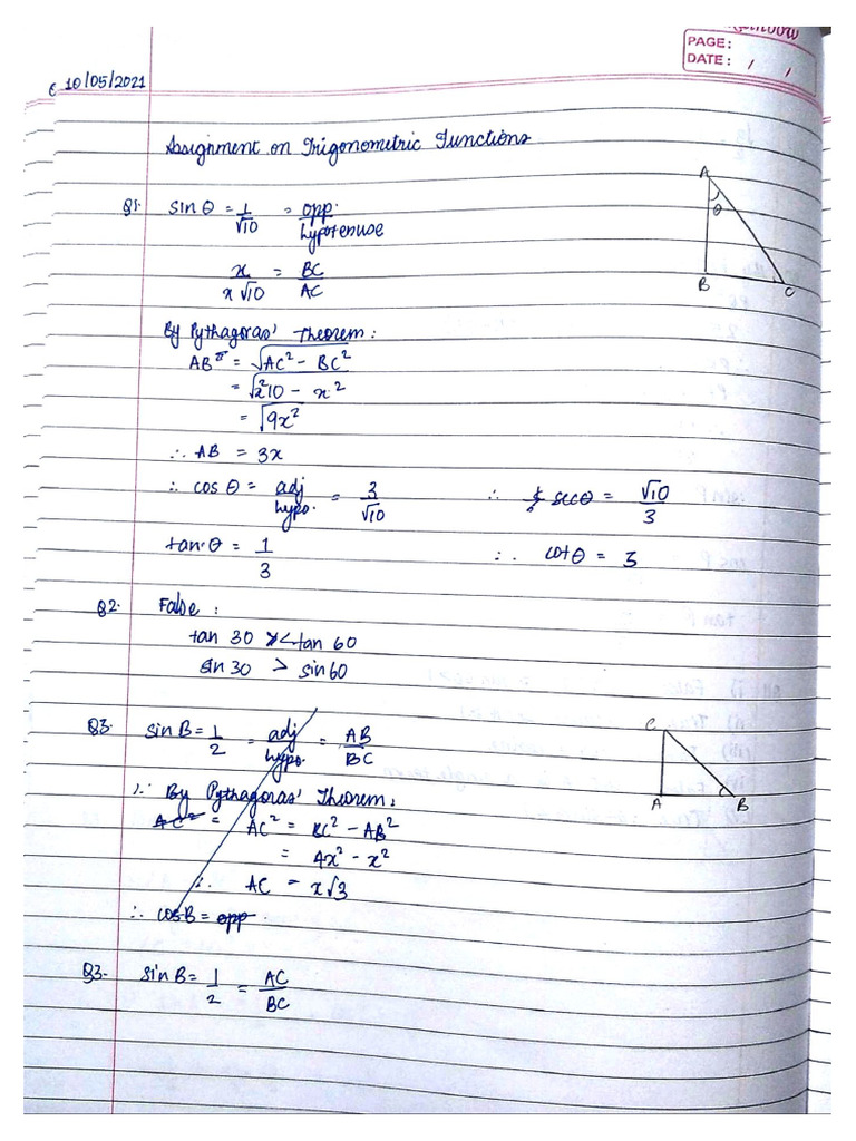 Trigonometry Assignment | PDF