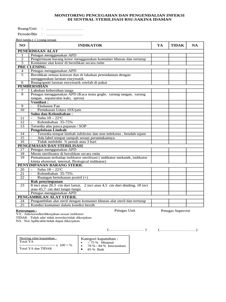 Format Supervisi Ppi CSSD | PDF