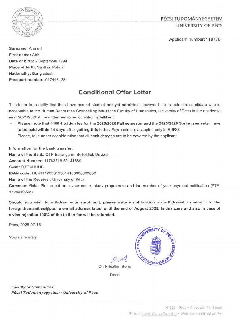 Abir Ahmed Offer Letter | PDF