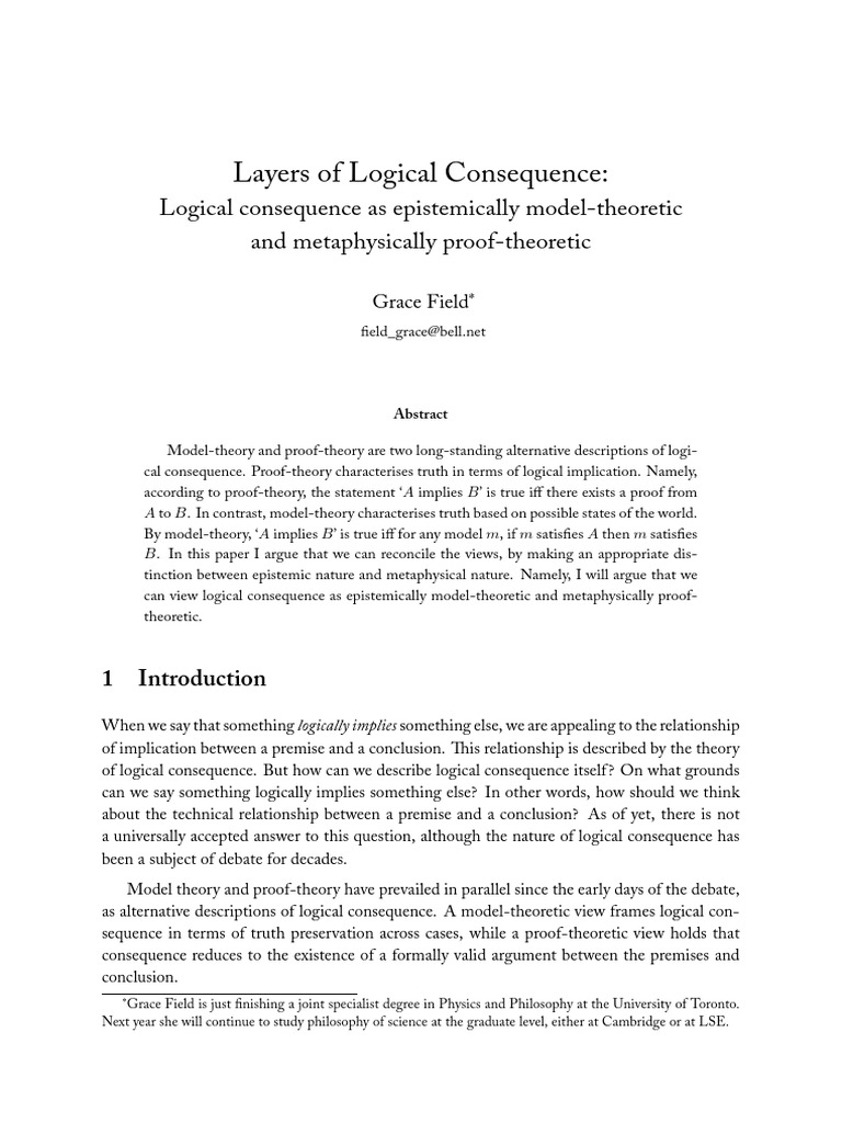 Layers of logical consequence | PDF | Metaphysics | Epistemology