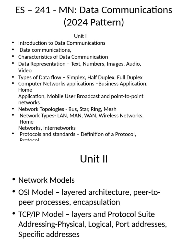 BCASY Data Communication Unit 1 | PDF | Network Topology | Computer Network