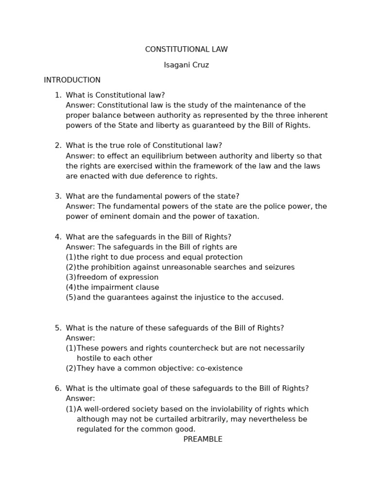 (1) Constitutional Law Notes | PDF | Constitution | United States Bill ...