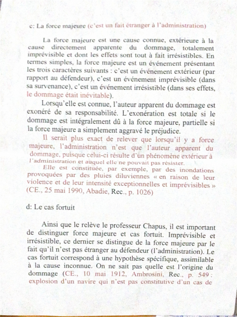 C La Force Majeure (C'est Un Fait Étranger À L'administration) | PDF