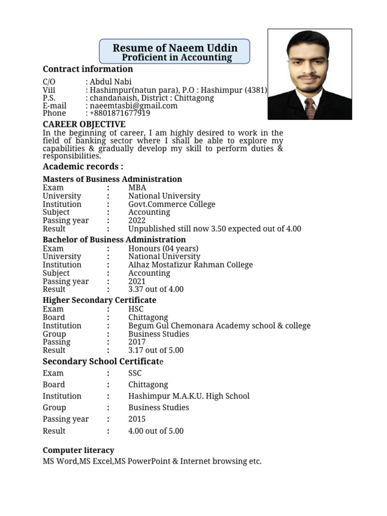 Resume of Naeem Uddin2025 (2) (1) (1) - Compressed | PDF