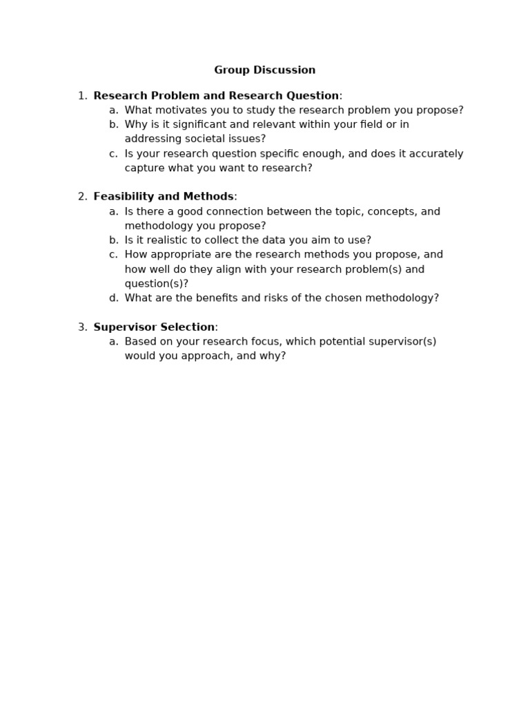 Brainstorming Session - Group Discussion Questions | PDF