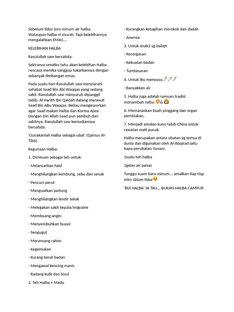 Sebelum Tidur Jom Minum Air Halba | PDF