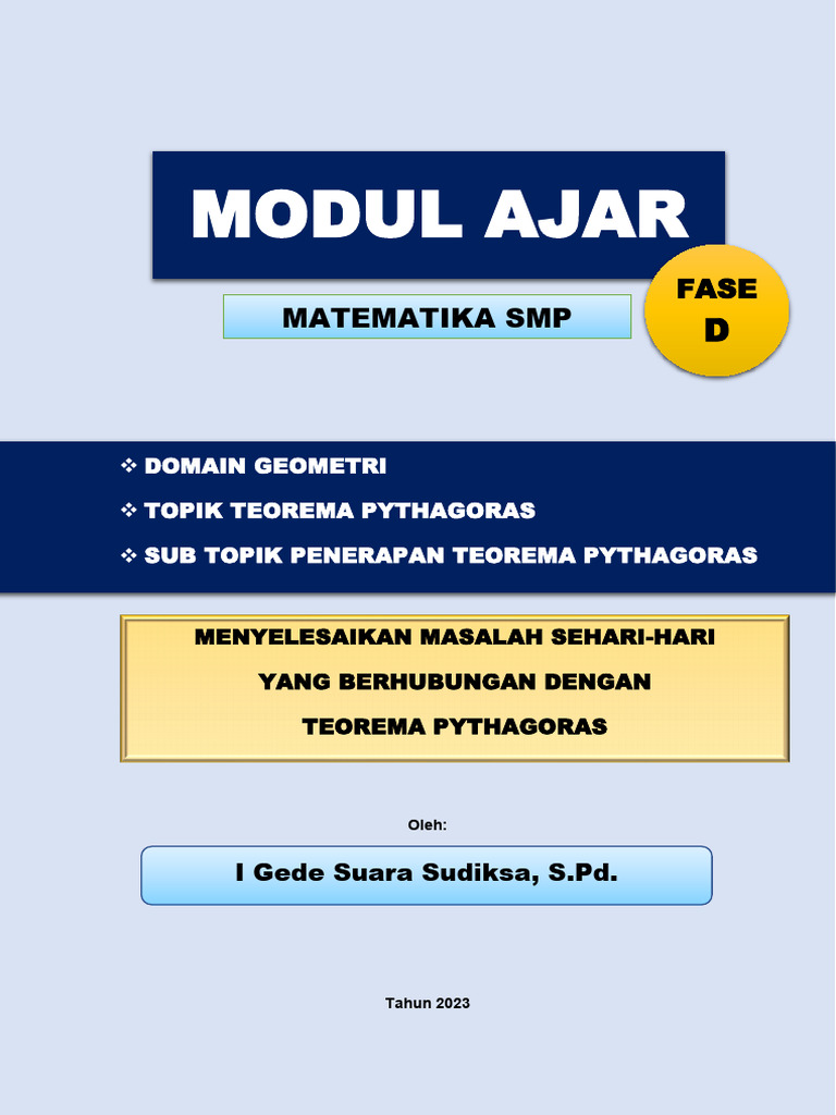 Modul Ajar Teorema Pythagoras | PDF
