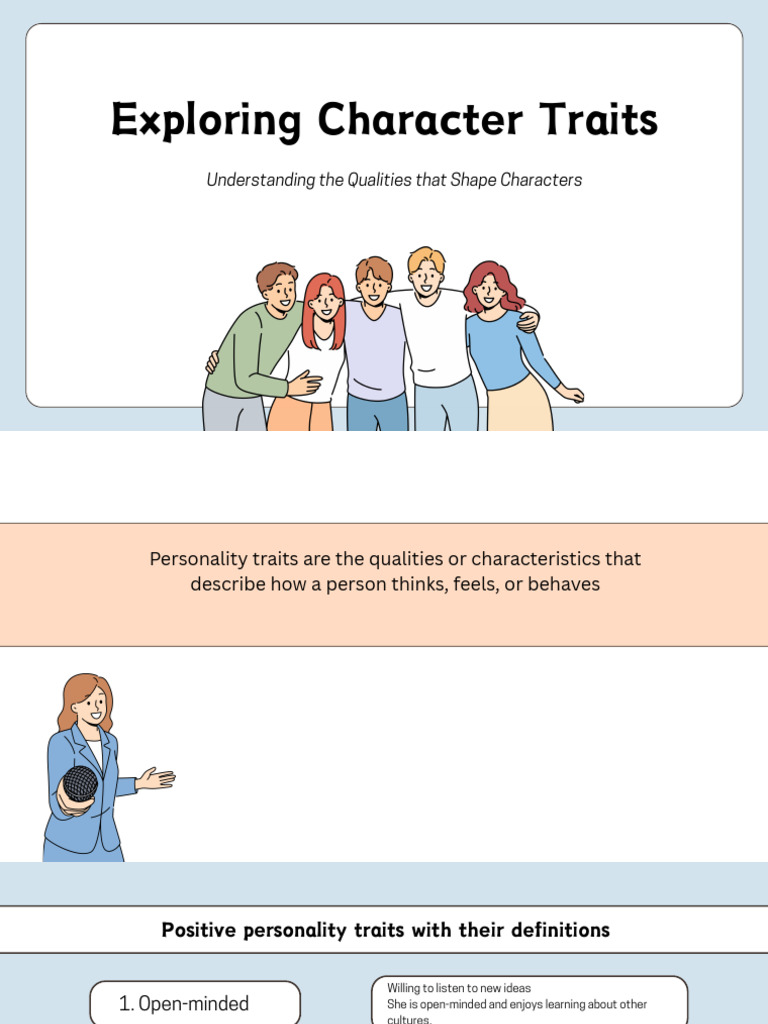 Character Traits English Language Arts Presentation in Colorful Lined ...