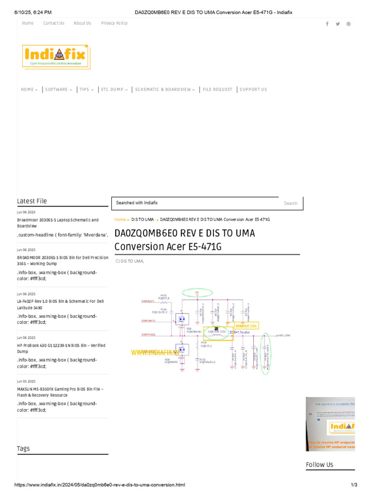 Da0zq0mb6e0 Rev e Dis To Uma Conversion Acer E5-471g - Indiafix | PDF | Bios | Computer Engineering