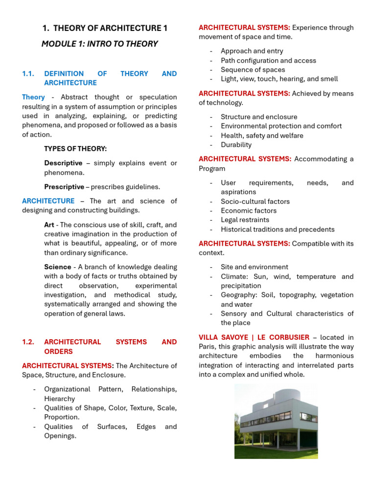 Theory of Architecture Reviewer Ale Summary | PDF | Color | Space