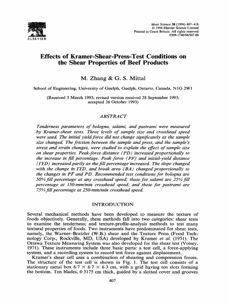 Effects of Kramer-Shear-Press-Test Conditions On The Shear Properties ...