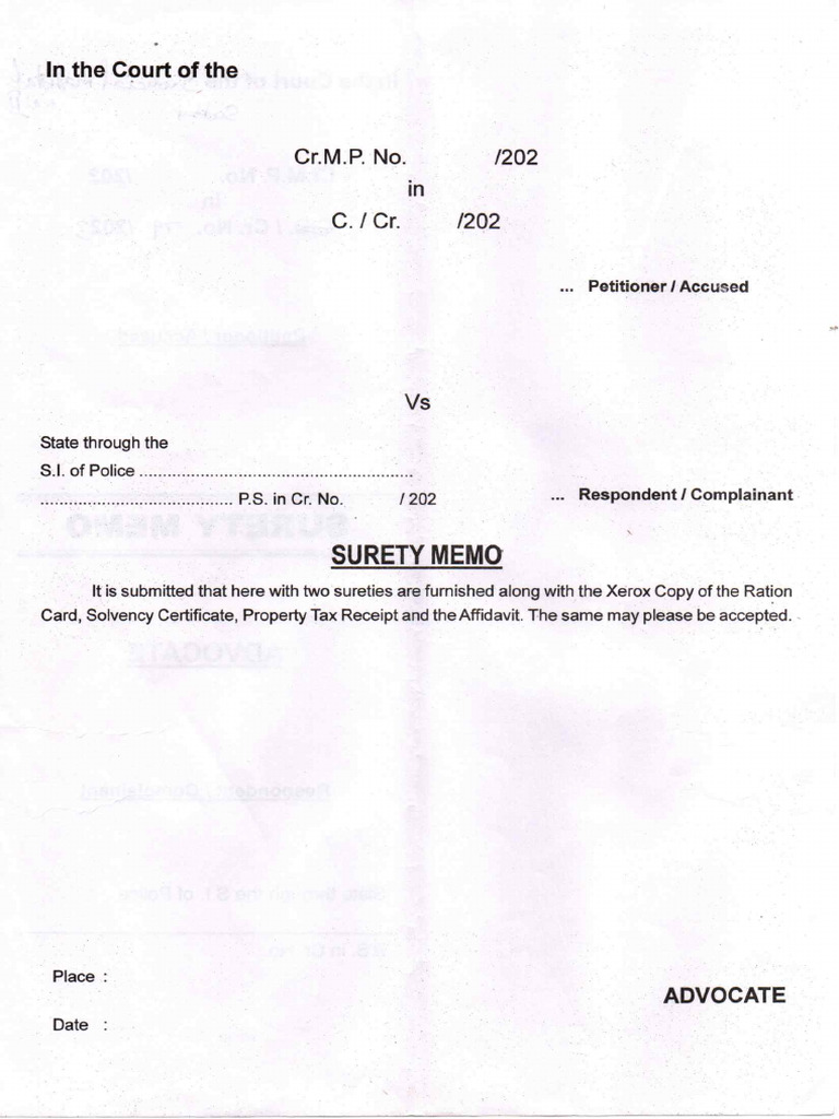 Surety Memo 1 | PDF
