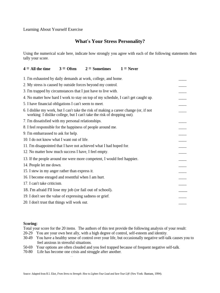 Assess Your Stress Personality Score | PDF | Emotions | Social Psychology