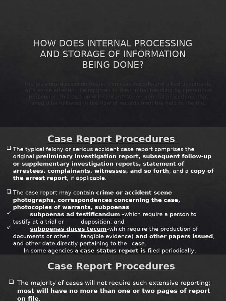 Internal Processing of Case Reports | PDF | Arrest Warrant | Arrest