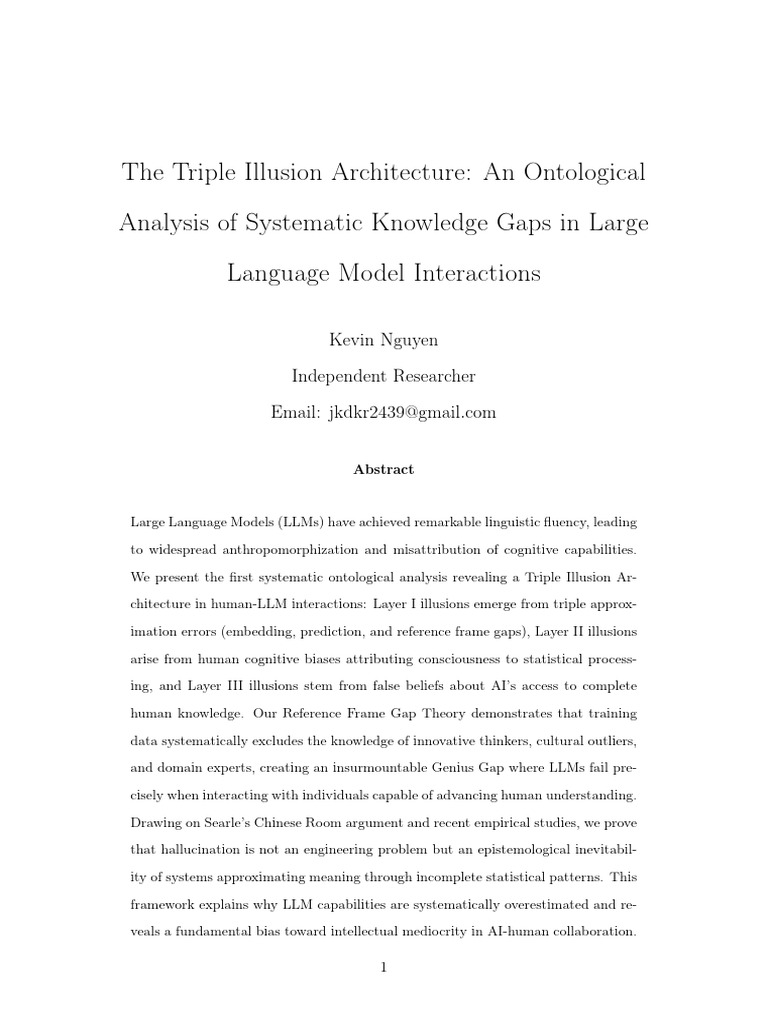 The Triple Illusion Architecture An Ontological Analysis of Systematic Knowledge Gaps in Large ...