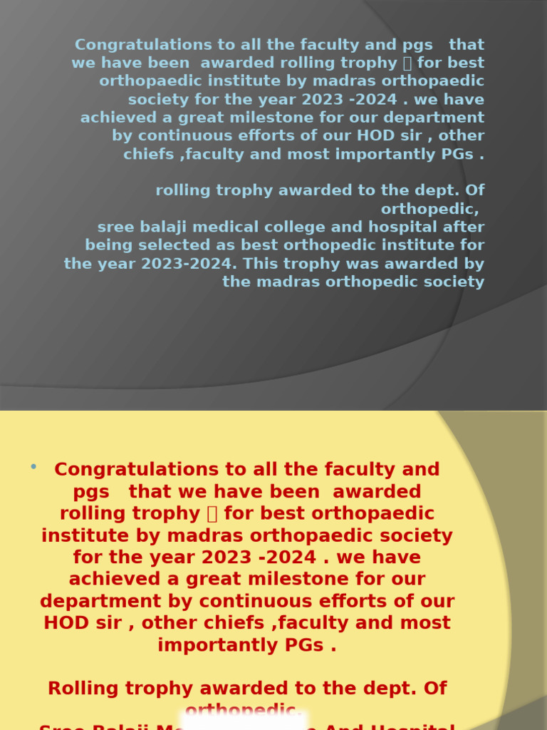 Congratulations To All The Faculty and Pgs That | PDF