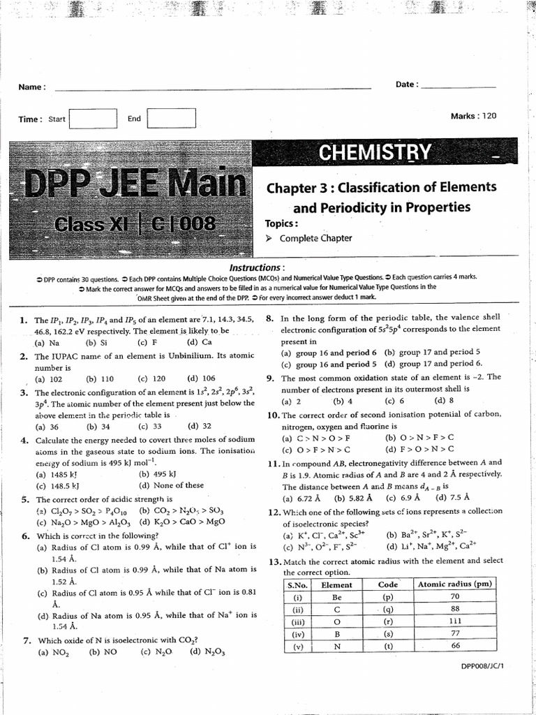 MTG Main DPP CHEMISTRY-1 | PDF