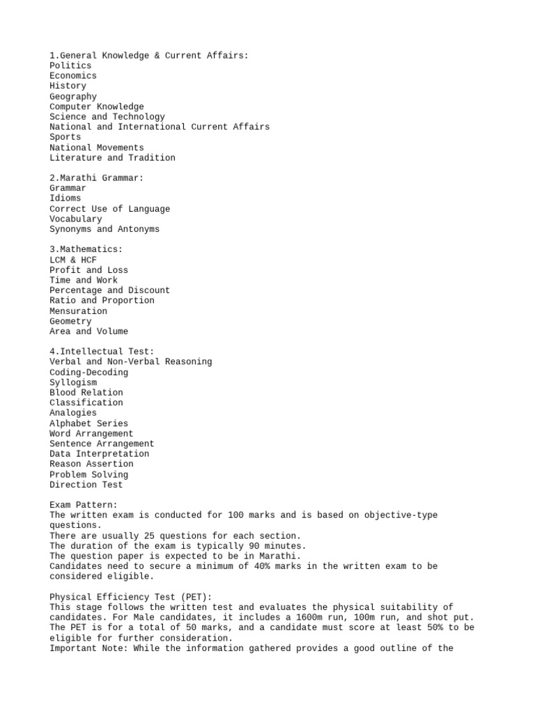 Police Bharti Syllabus | PDF