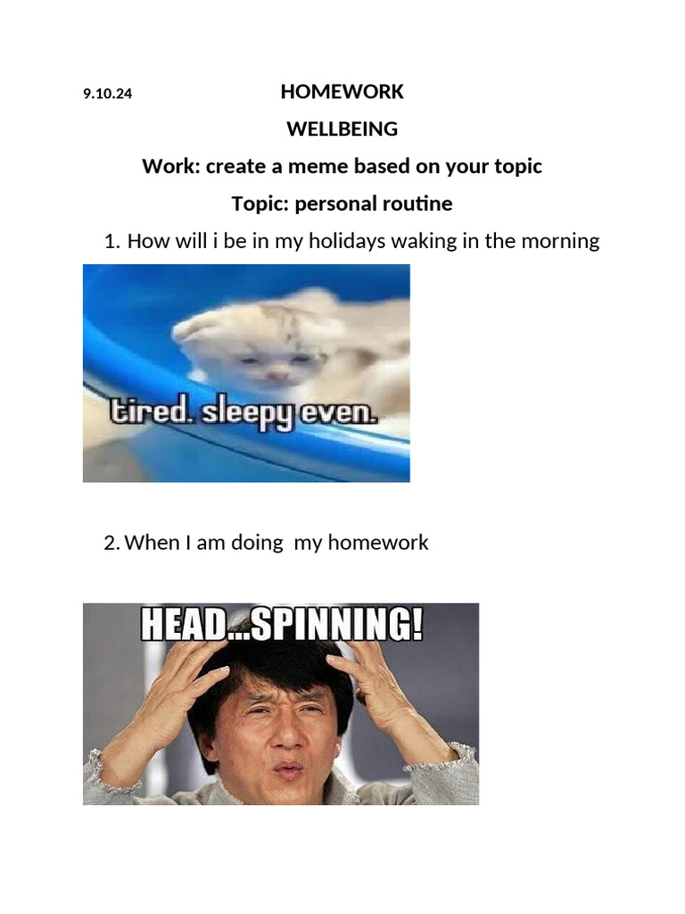 Meme Homework Wellbeing | PDF