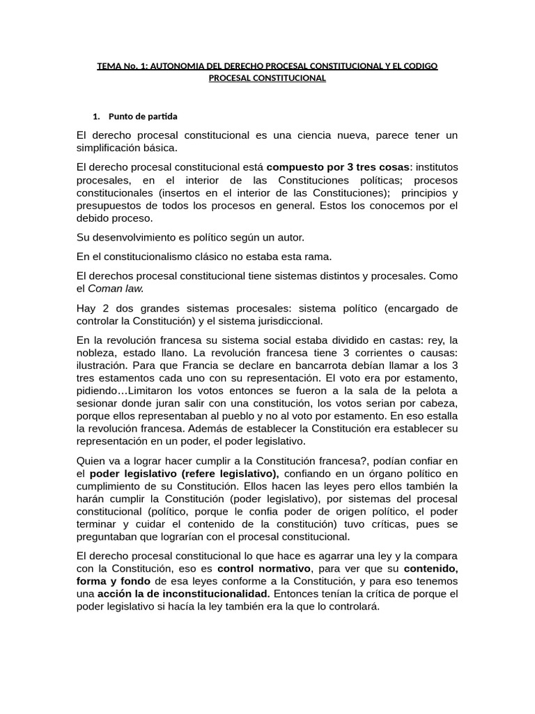 Autonomía del Derecho Procesal Constitucional | PDF | Ley procesal ...