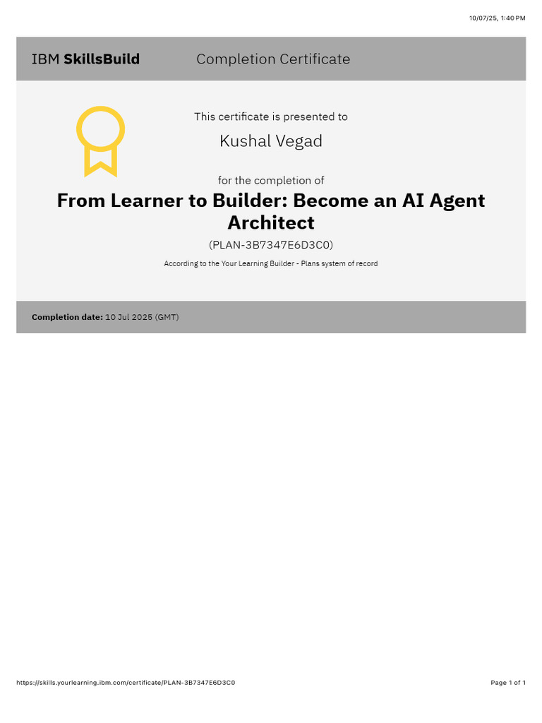 Completion Certificate SkillsBuild | PDF