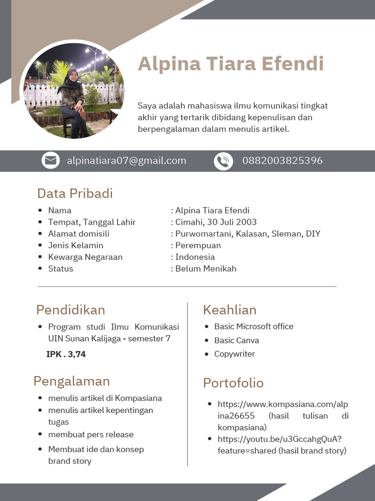 CV Alpina Tiara Efendi | PDF