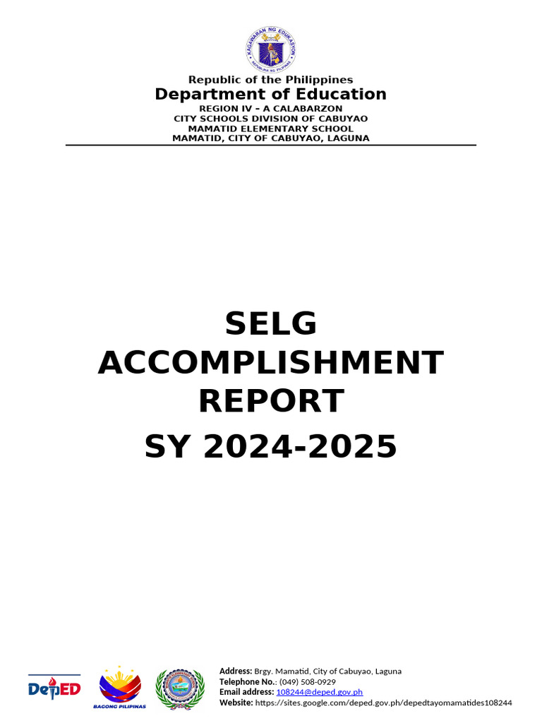 Selg Accomplishment Report Sy 2024-2025 | PDF