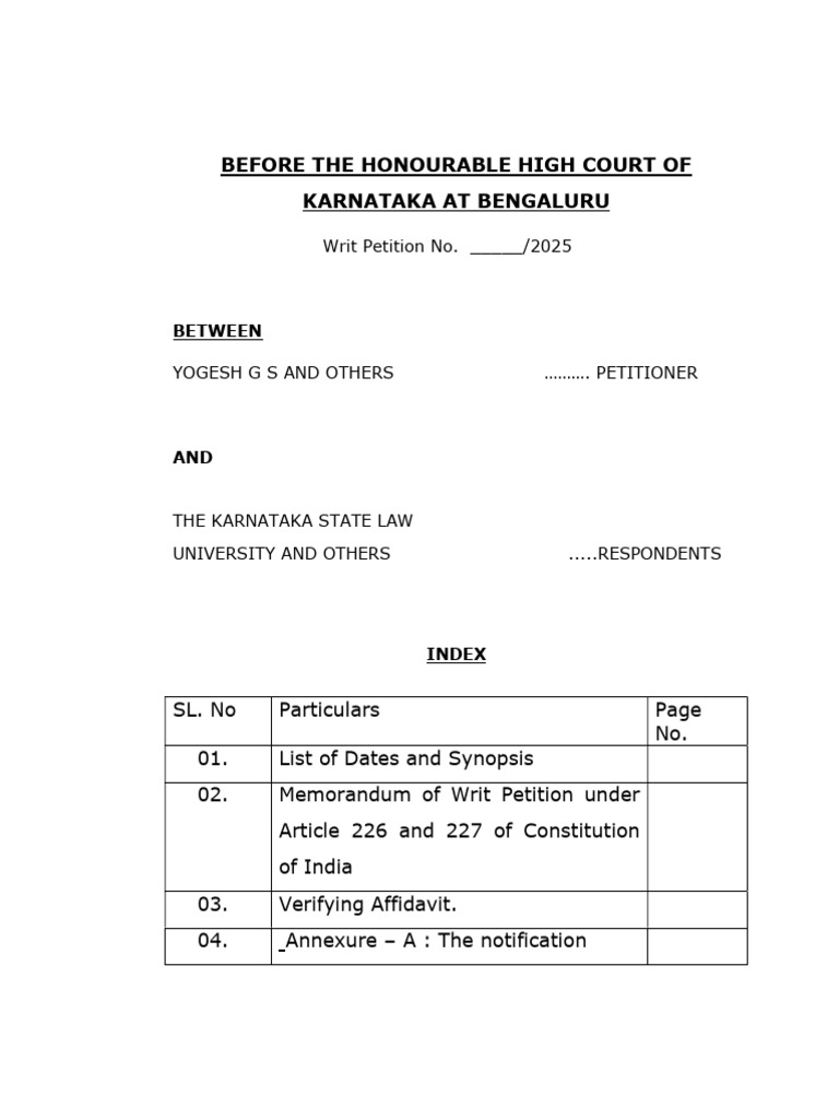 Writ Petition Against Karnataka State University | PDF