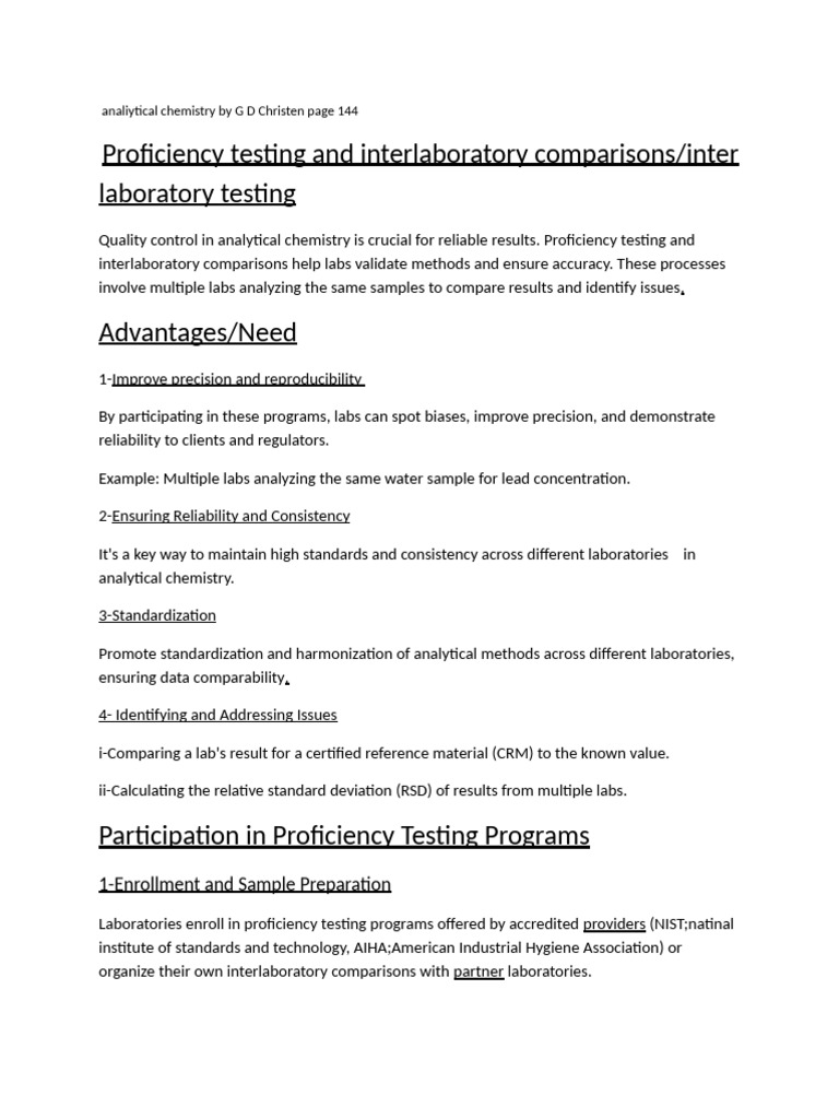Interlaboratory Testing in Chemistry | PDF | Standard Score | Methodology