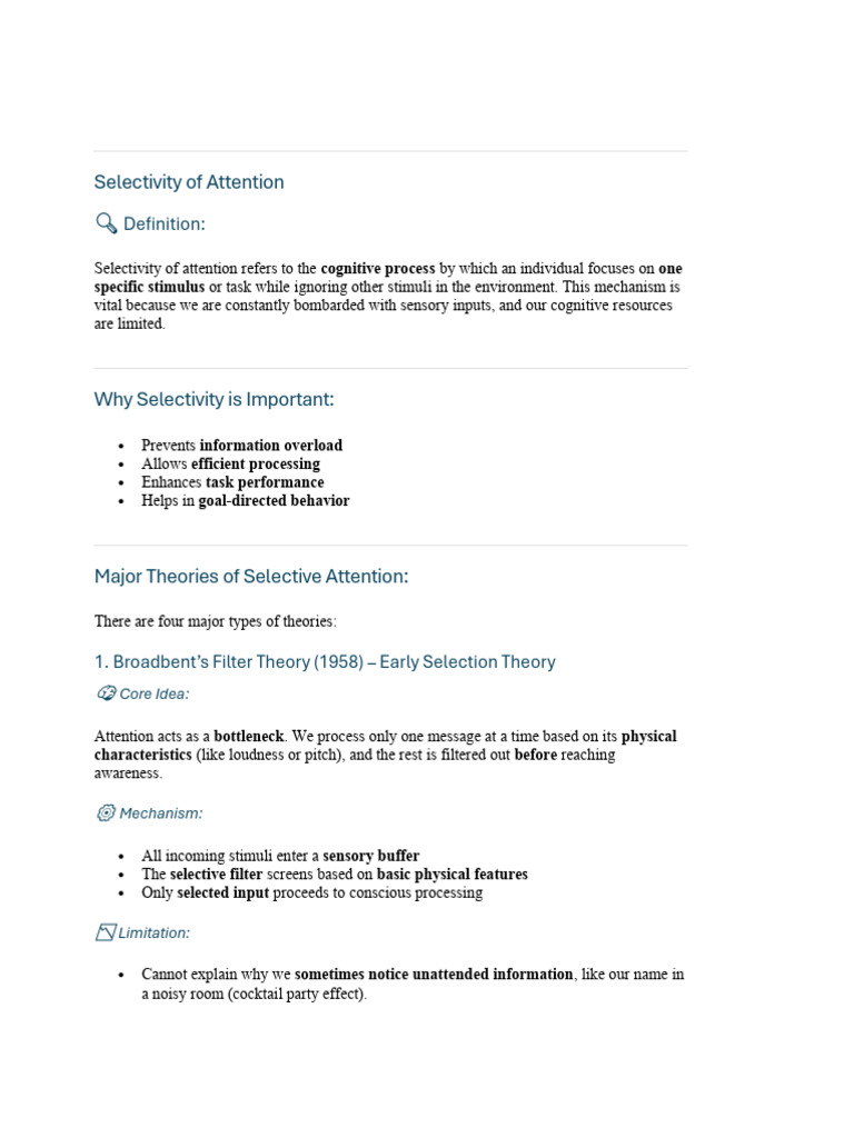 Selectivity of Attention English | PDF | Attention | Mental Processes