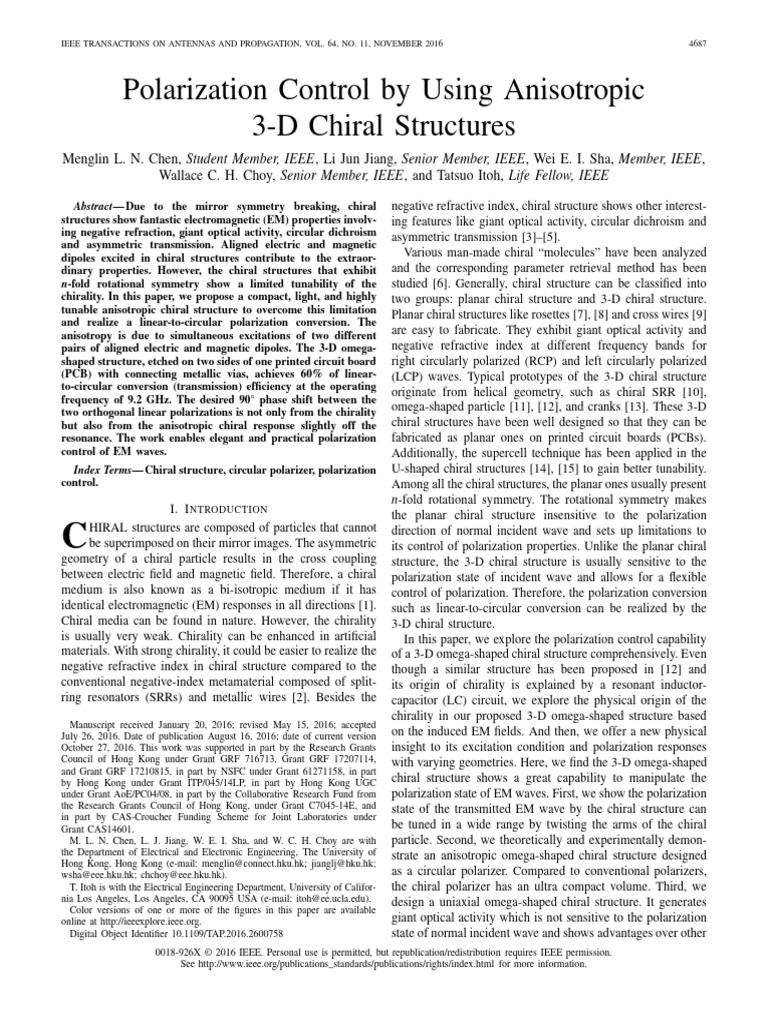 Anisotropic 3D Chiral Structures for Polarization Control | PDF ...