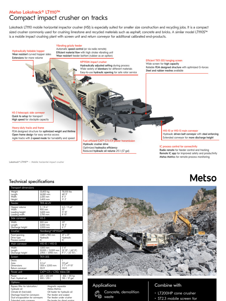 Leaflet Lokotrack Lt1110 Product Spread 4298-11-23 en Agg | PDF | Mechanical Engineering