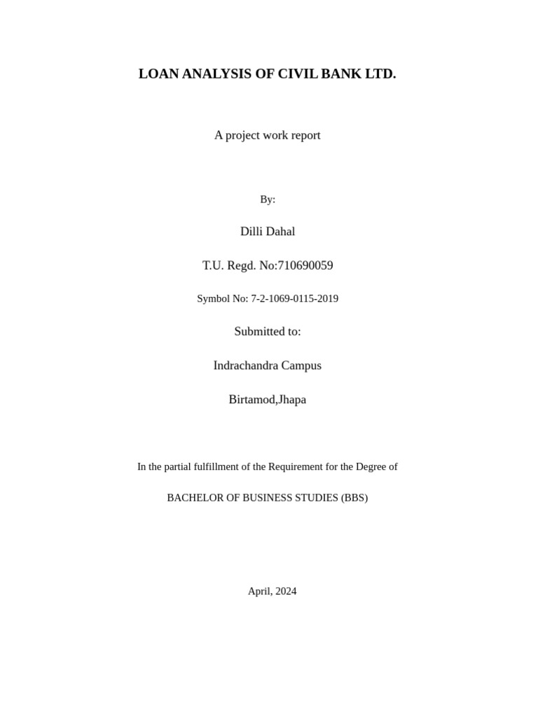 Civil Bank Main Dilli Report 123 | PDF | Banks | Loans
