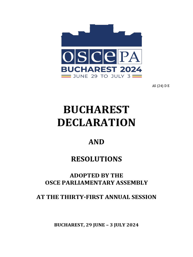 Bucharest Declaration 2024 | PDF | Organization For Security And Co Operation In Europe ...