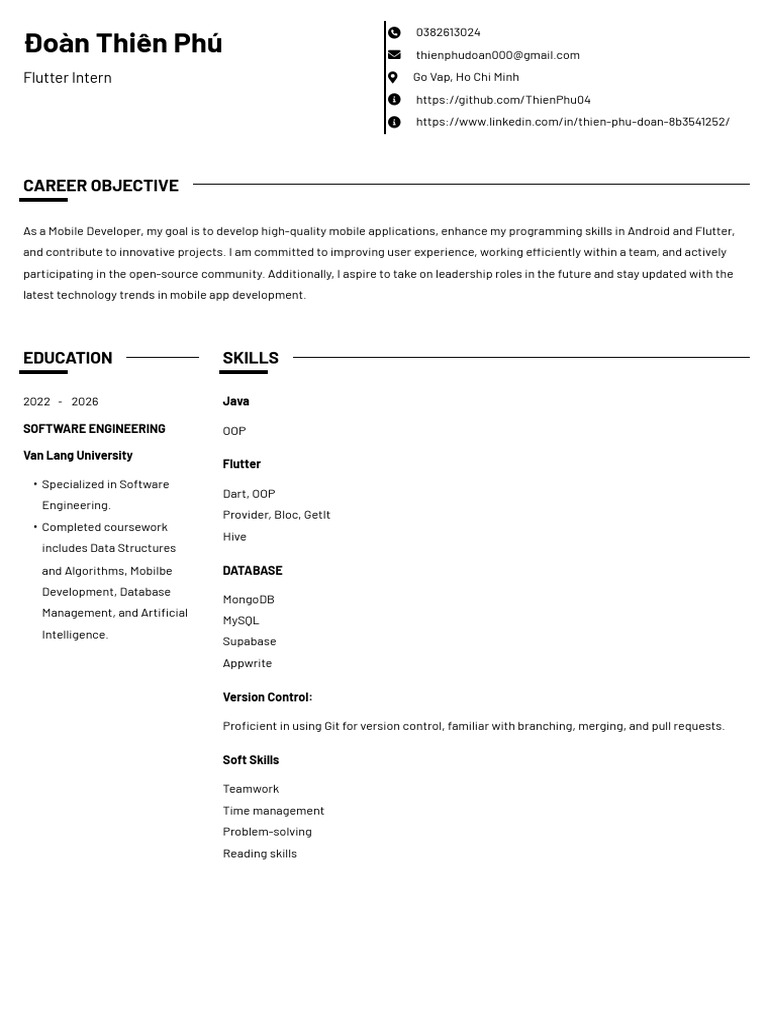 Flutter Intern DoanThienPhu | PDF | Mobile App | Databases