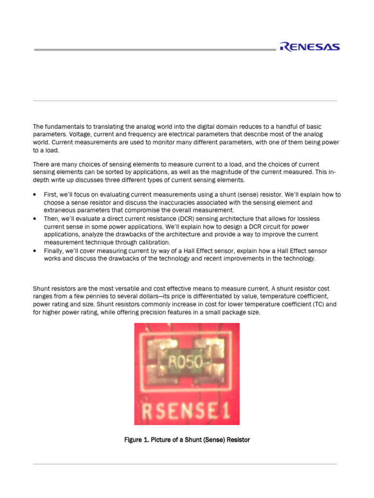 Current Sensing Methods Overview | PDF | Resistor | Temperature