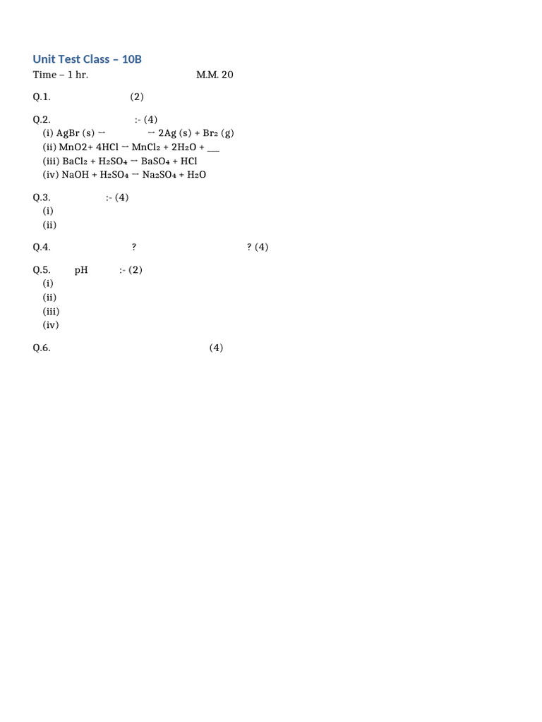 Unit Test Class 10B | PDF | Vaccination | Health Sciences