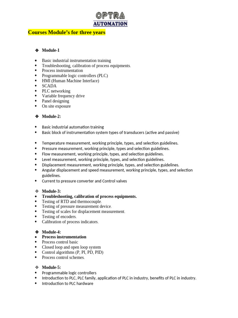 Course - Module Optra Automation | PDF | Programmable Logic Controller ...