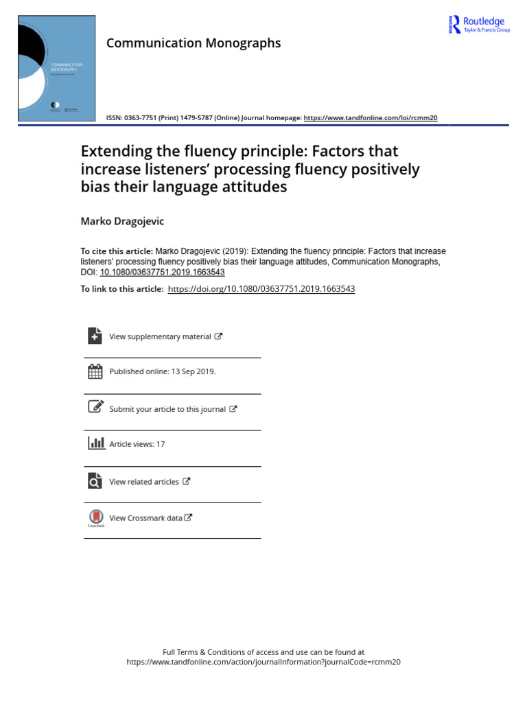 Extending The Fluency Principle - Factor's That Increase Listener's Processing Fluency | PDF ...
