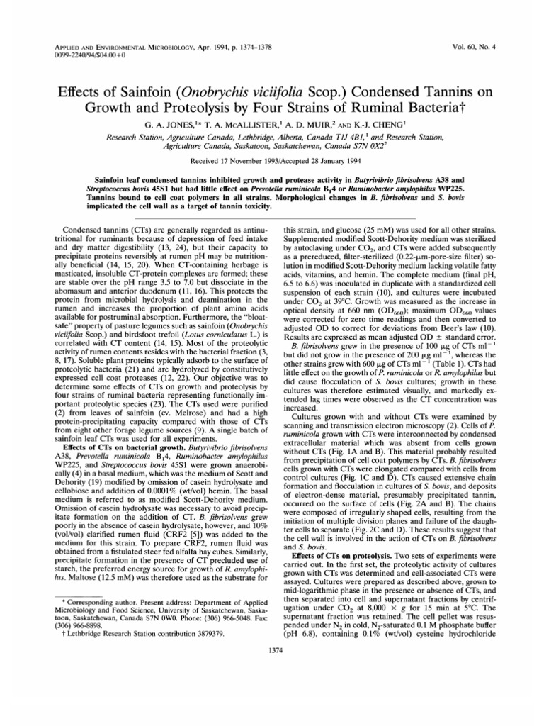 (Onobrychis Viciifolia Scop.) Condensed Tannins Proteolysis by | PDF ...