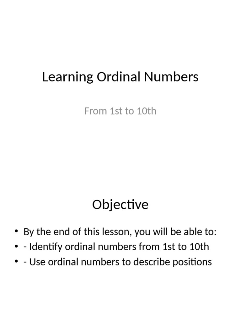 Ordinal Numbers Lesson | PDF